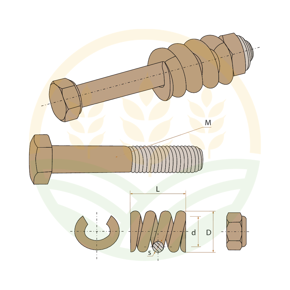 ROTARO FF2BS Bolt and Spring | M10x85 | Set of 8 Pieces