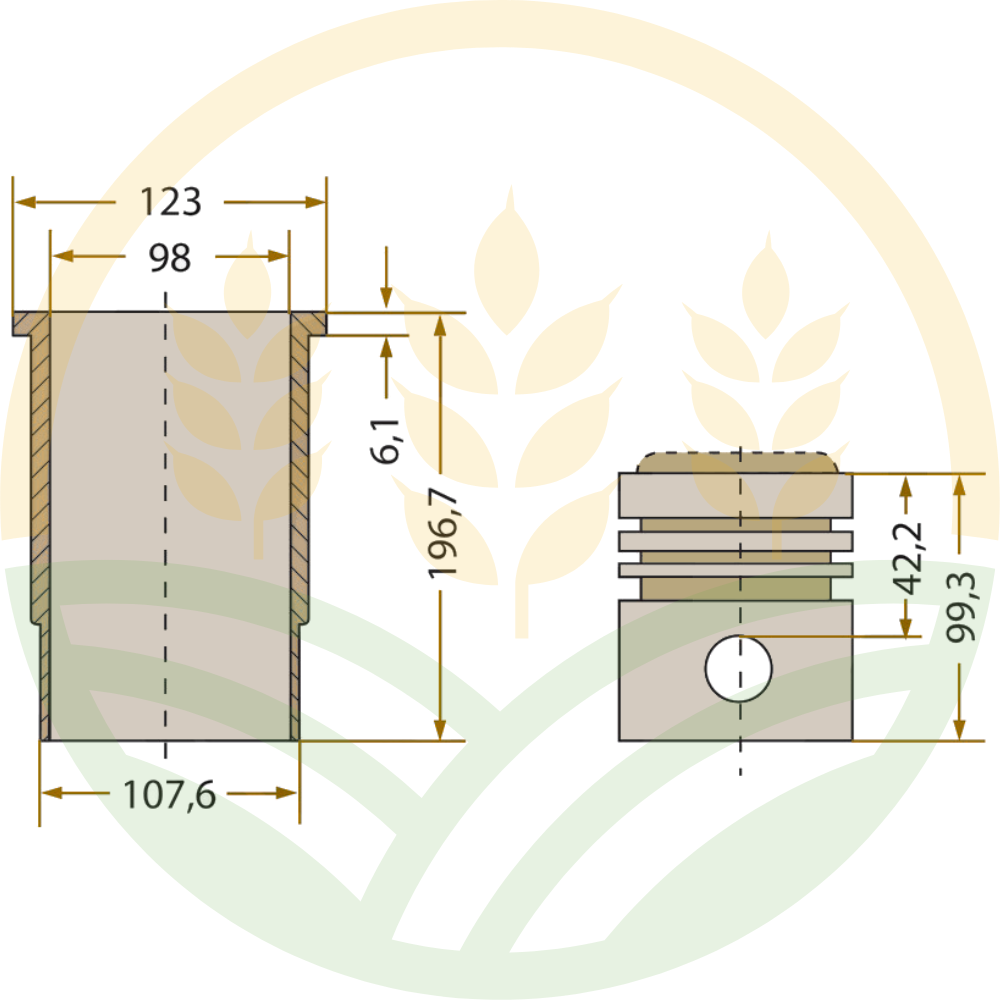John Deere Liner & Piston Kit Ø 102 mm – Ref. AR71593