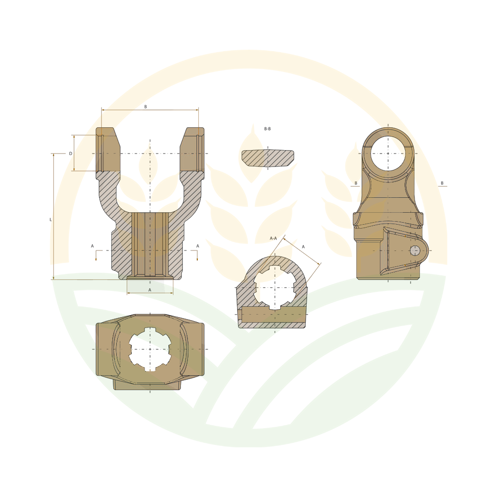 ROTARO R80 Driveline Yoke | 1 3/4" 6 teeth | 36x92 mm